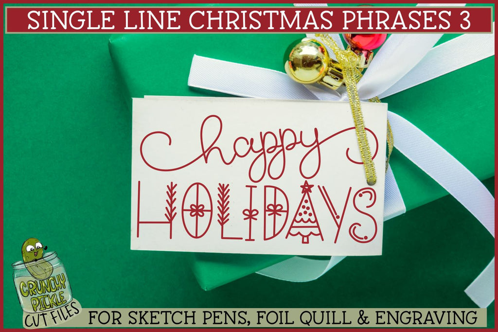 Single Line Christmas Phrases 4 Sketch SVG Files - So Fontsy