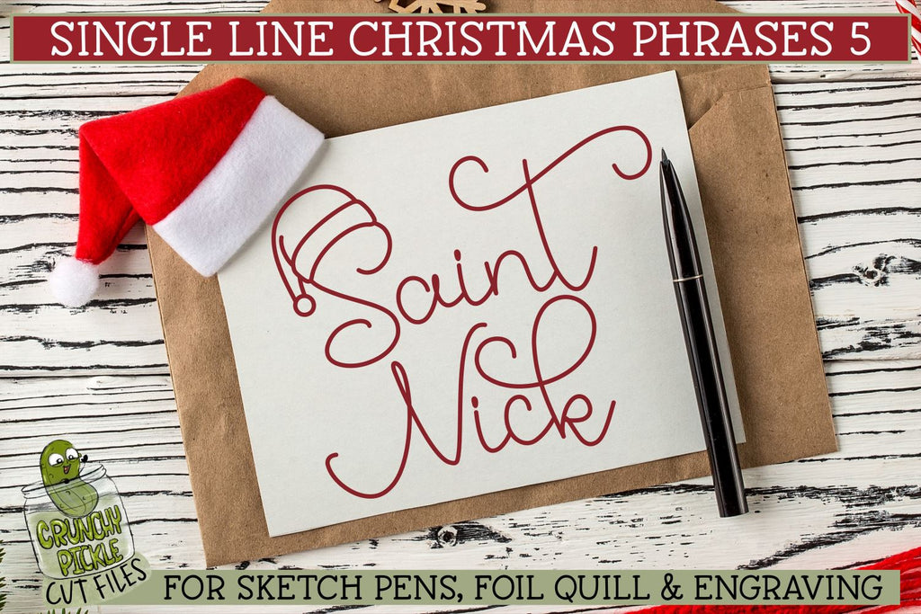 Single Line Christmas Phrases 5 Sketch SVG Files - So Fontsy