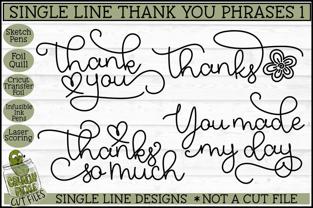Single Line Thank You Phrases 1, Sketch SVG Files - So Fontsy