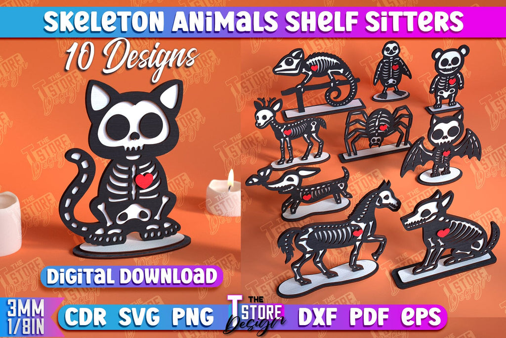 Skeleton Animals Shelf Sitters Bundle | Halloween Skeleton | Little Mo ...