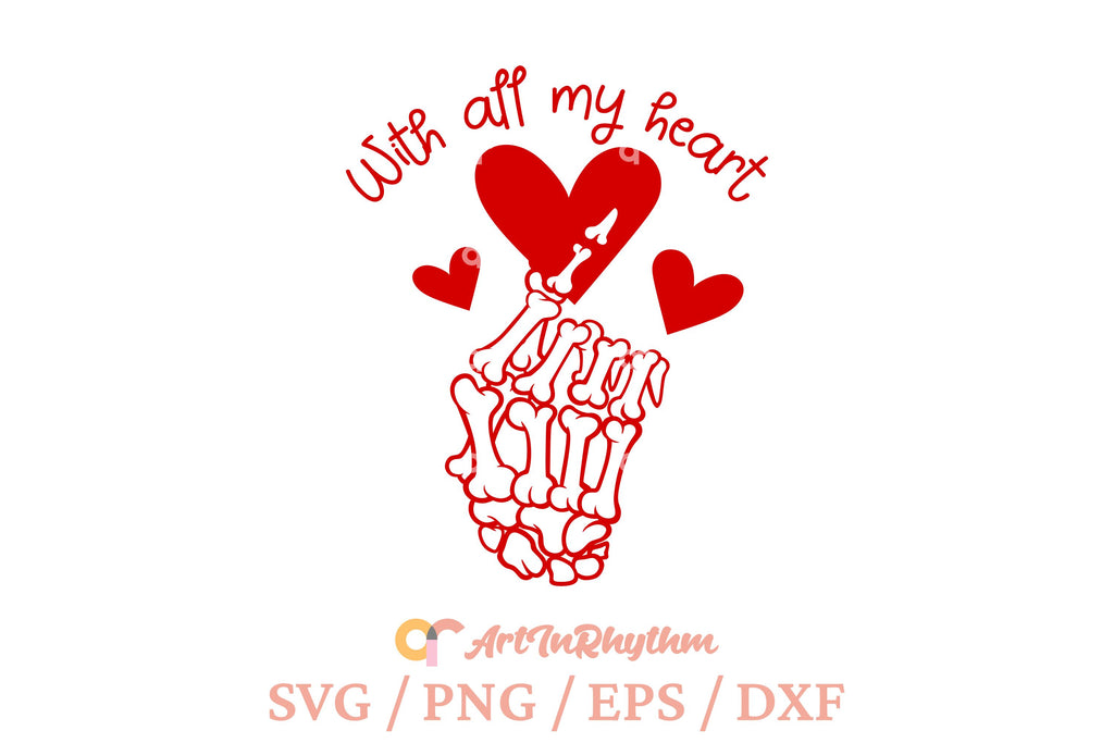 Skeleton finger heart svg, Happy Valentine's day svg - So Fontsy