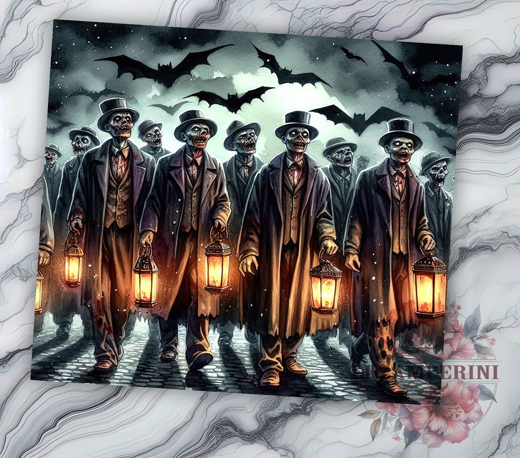 Skeleton Zombies 20oz Tumbler Wrap PNG, Halloween Zombies Tumbler Png ...