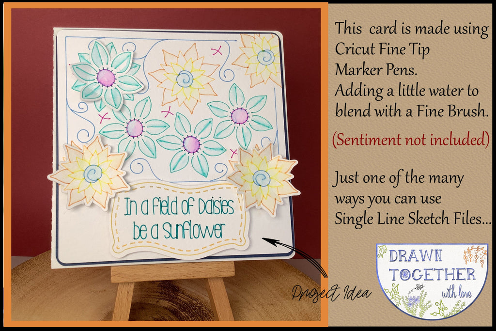Sketch Flowers Card - Drawing Design - So Fontsy