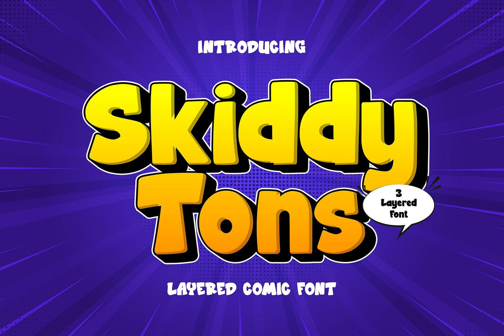 Skiddy Tons - 3 Layered Display Font - So Fontsy