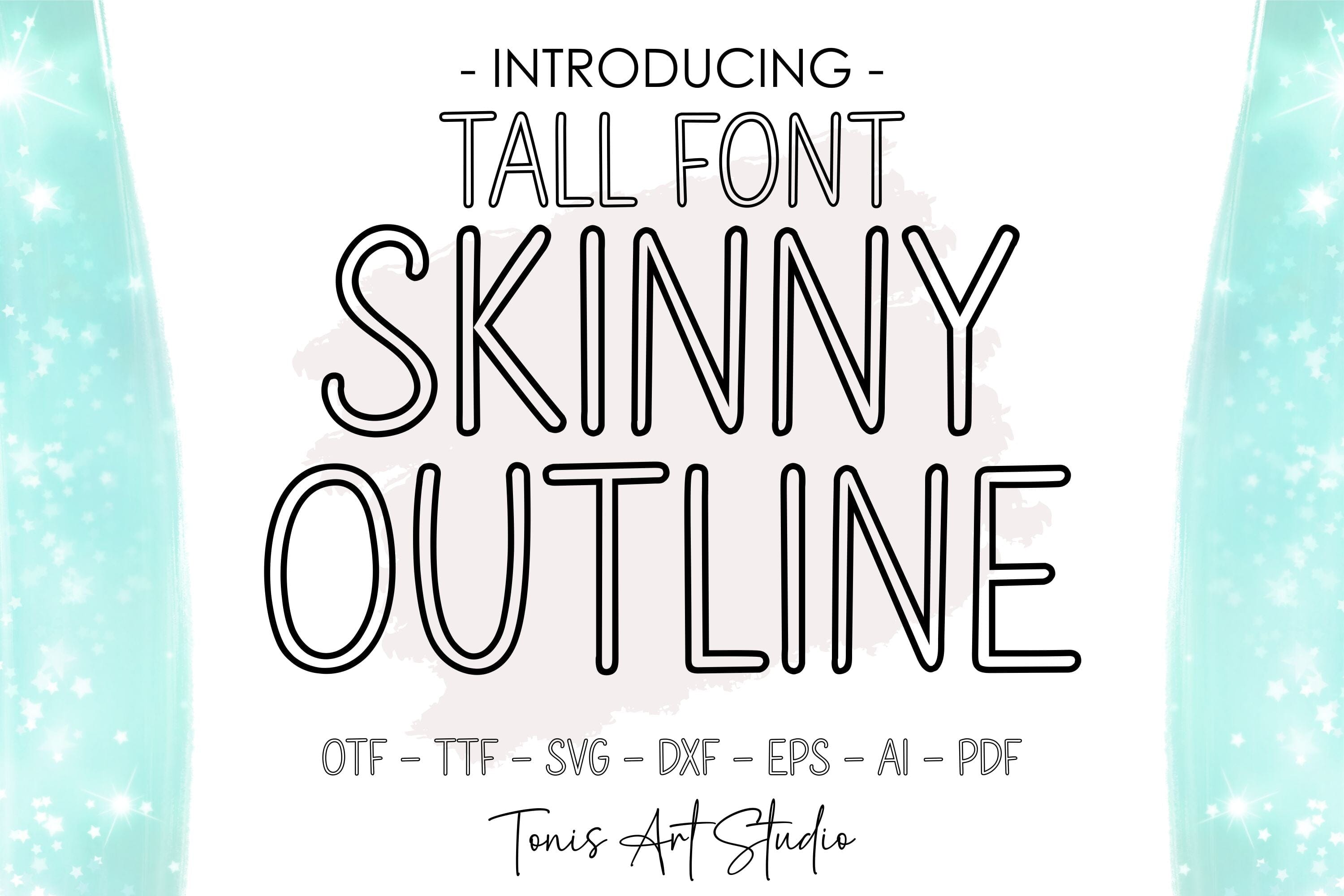 Skinny Outline Font - Modern Minimalist, Tall Font SVG OTF, Outline Le ...