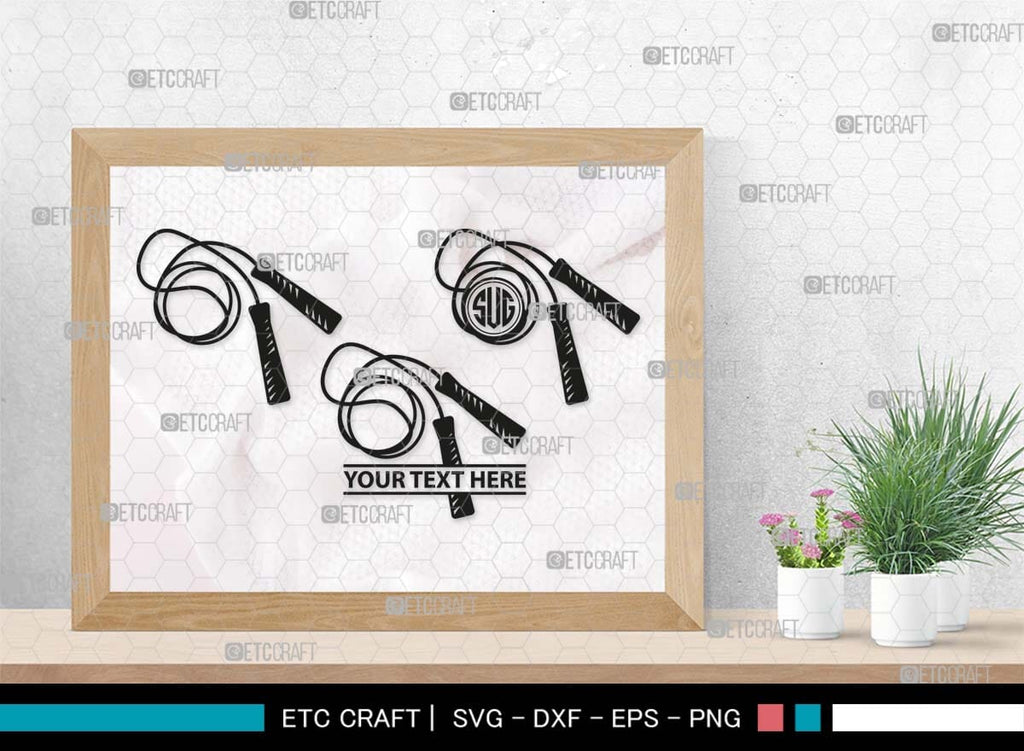Skipping Rope Monogram, Skipping Rope Silhouette, Rope SVG, Skipping ...