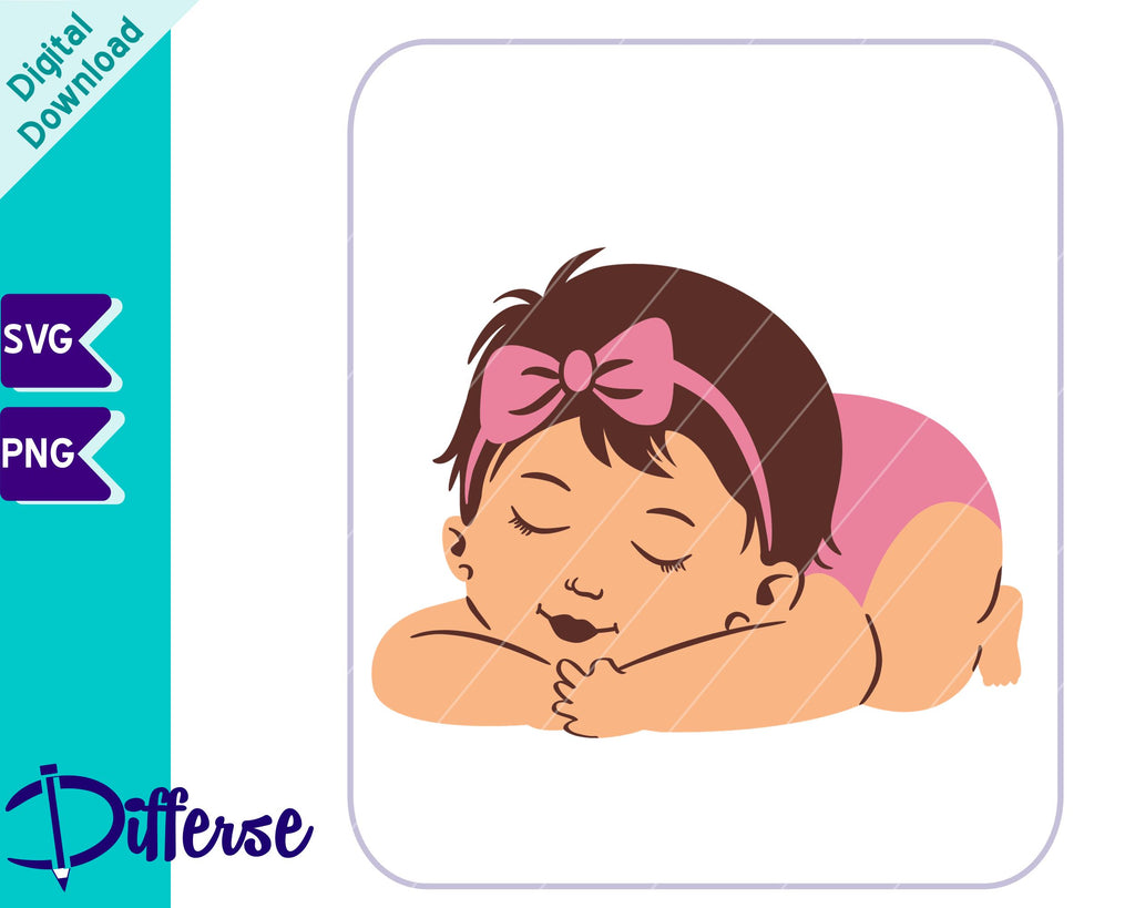 Sleeping Baby Girl SVG | Newborn SVG - So Fontsy