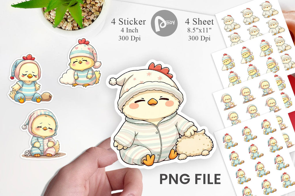 Sleepy Chicken Sticker - So Fontsy