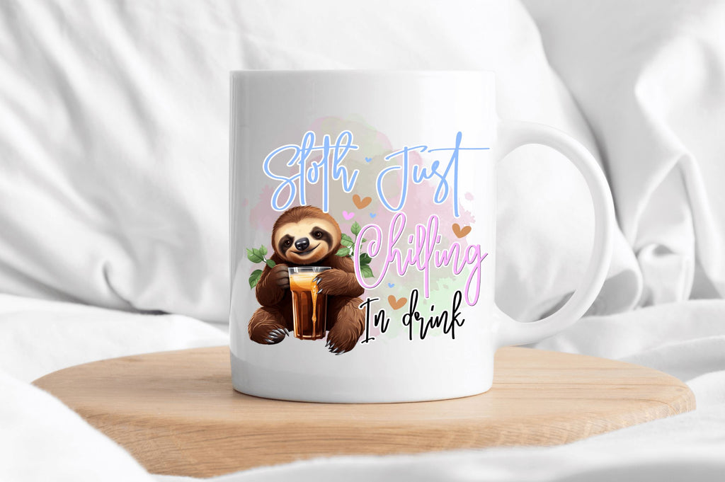 Sloth Just Chilling In drink Sublimation Design - So Fontsy