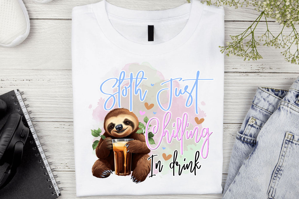 Sloth Just Chilling In drink Sublimation Design - So Fontsy