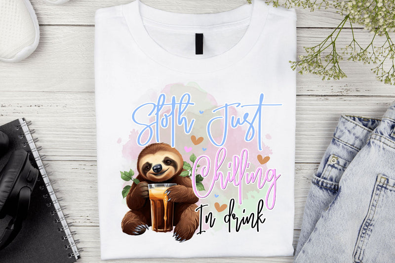Sloth Just Chilling In drink Sublimation Design - So Fontsy