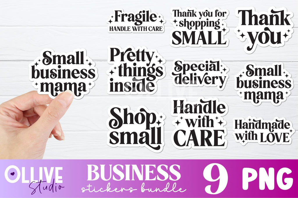 Small Business Printable Stickers Bundle PNG - So Fontsy