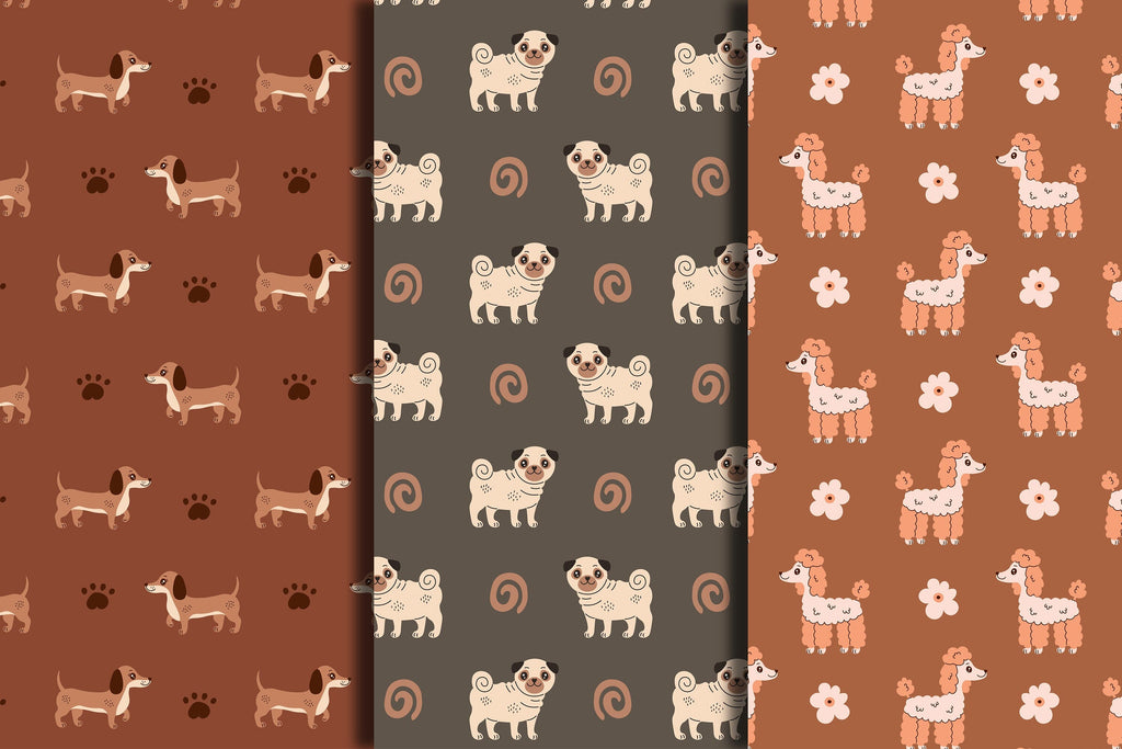 Small Dog Breeds Seamless Patterns - So Fontsy