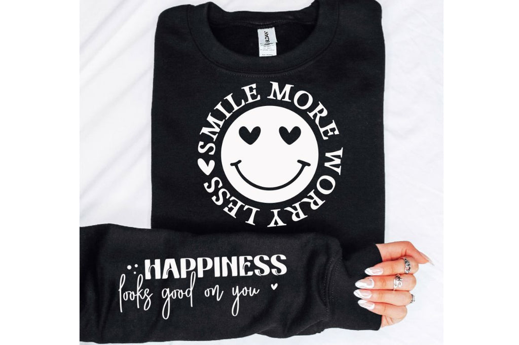 Smile More Worry Less Sleeve SVG, Boho Inspirational SVG, Love Yourself ...