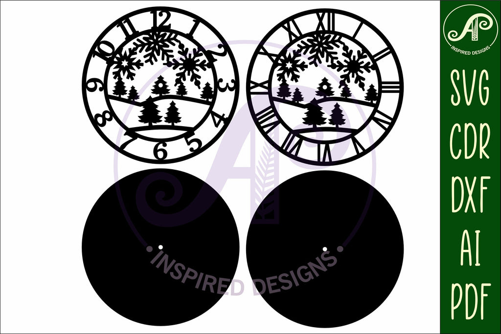 Snowflakes wall clock laser cut files, SVG file. vector - So Fontsy