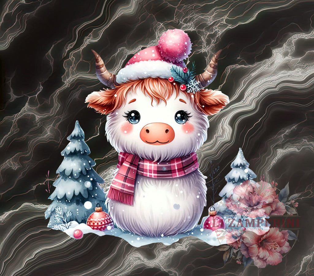 Snowman Highland Cow, Christmas PNG, Digital Download, Sublimation ...