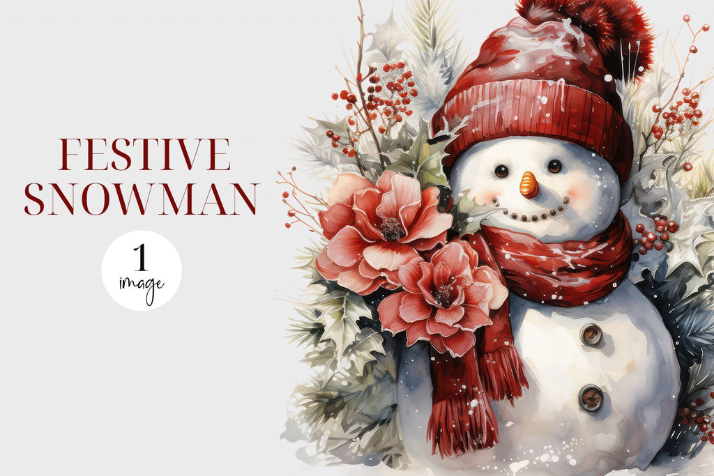 Snowman PNG | Watercolor Festive Snowmen Sublimation Design - So Fontsy