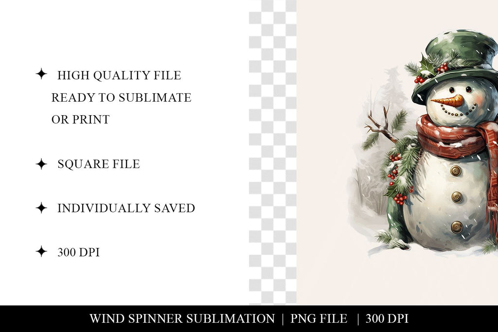 Snowman Wind Spinner Sublimation Design PNG - Various Sizes - So Fontsy