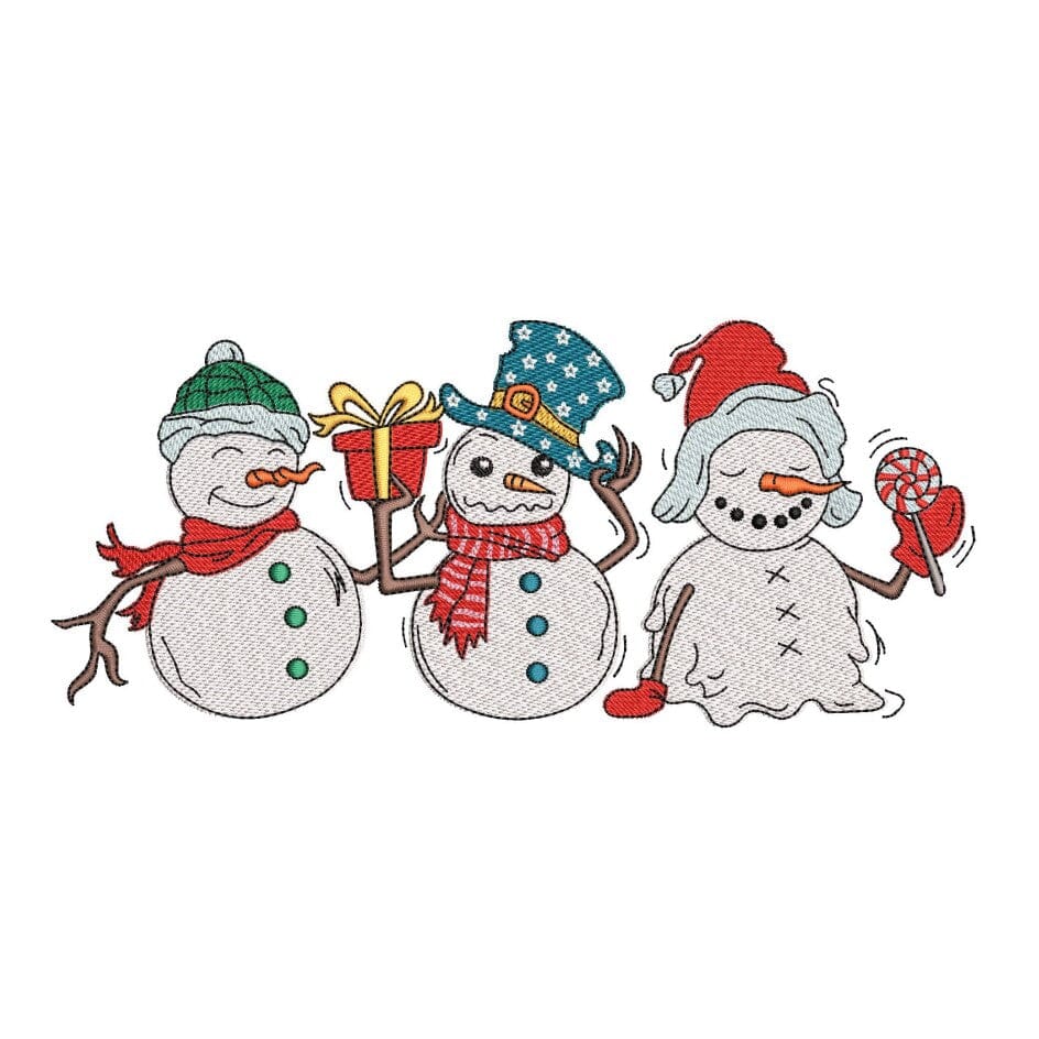 Snowmen embroidery design, Christmas embroidery file, 3 sizes, Instant ...