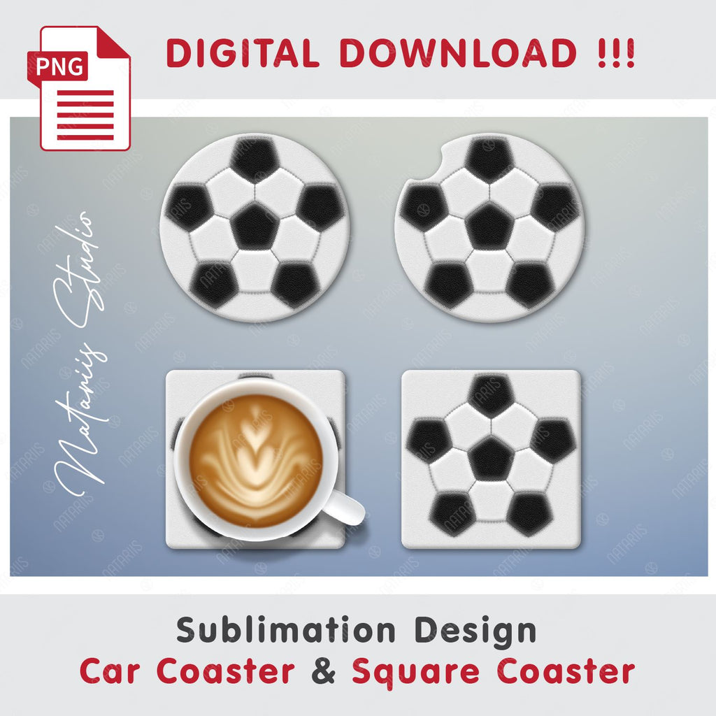 Soccer Ball Design. Coaster Sublimation Template - So Fontsy