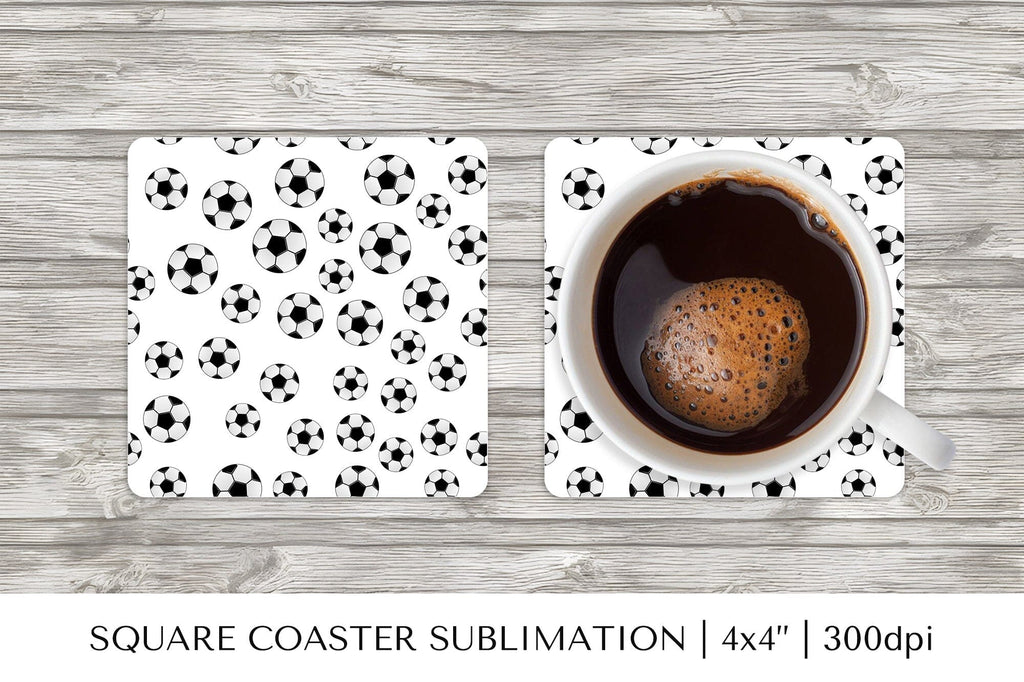 Soccer balls square coaster sublimation. Sports coaster - So Fontsy