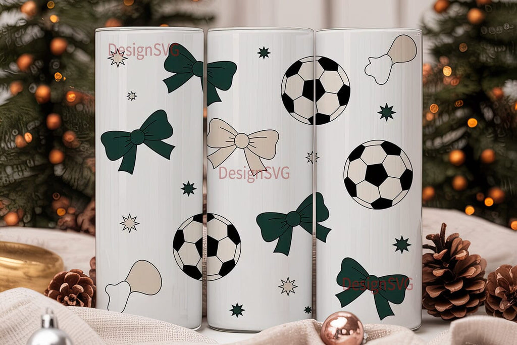 Soccer Bows 20oz Tumbler Wrap - So Fontsy