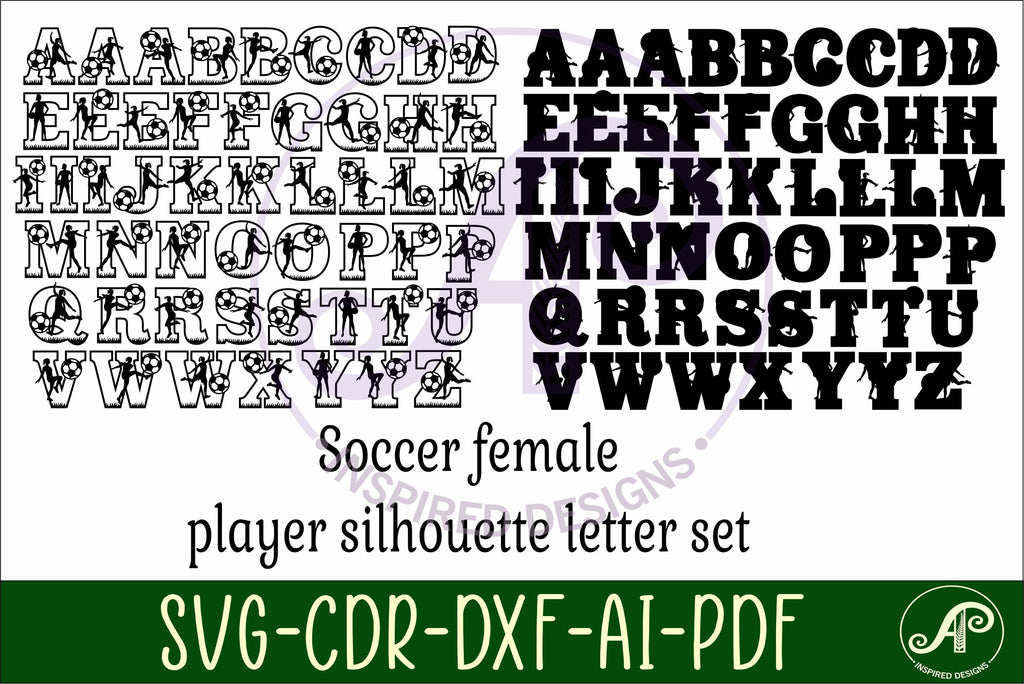 Soccer/Football female player silhouette letters alphabet - So Fontsy
