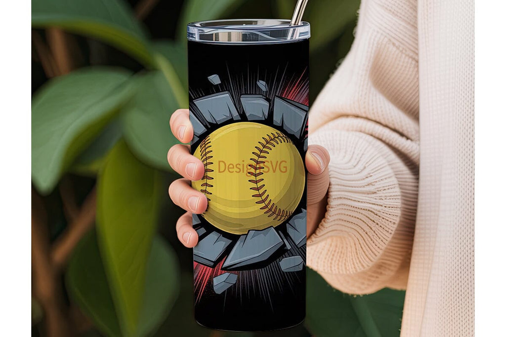 Softball Explosion 20oz Tumbler Wrap - So Fontsy