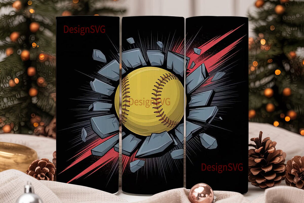 Softball Explosion 20oz Tumbler Wrap - So Fontsy