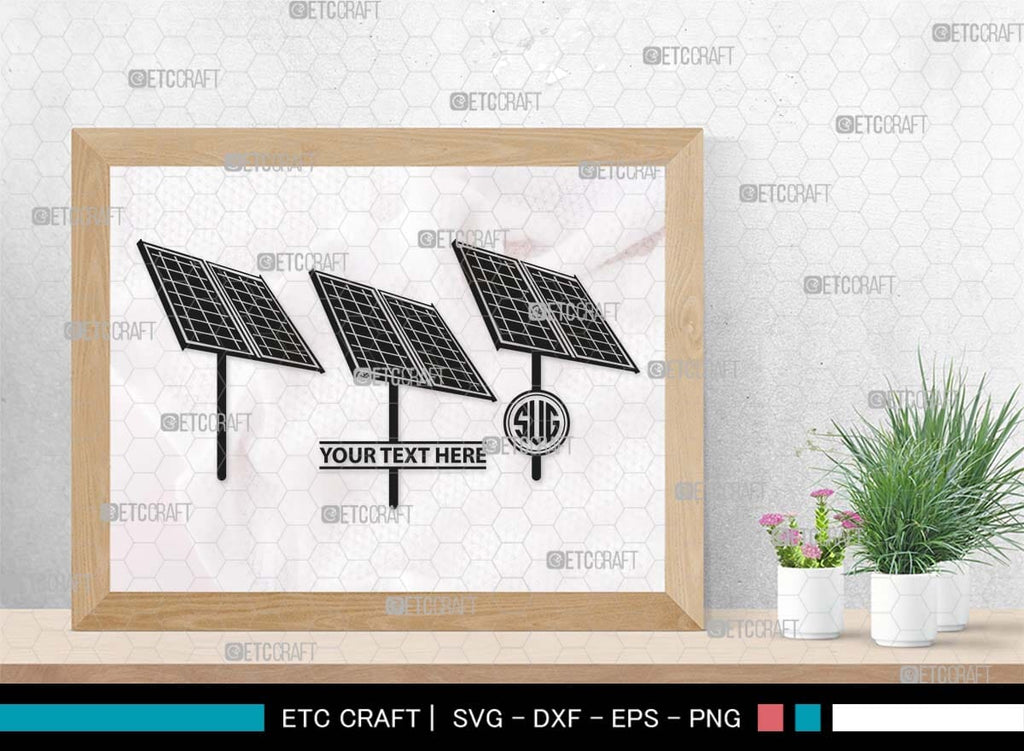 Solar Panel Monogram, Solar Panel Silhouette, Solar Panel SVG Bundle ...