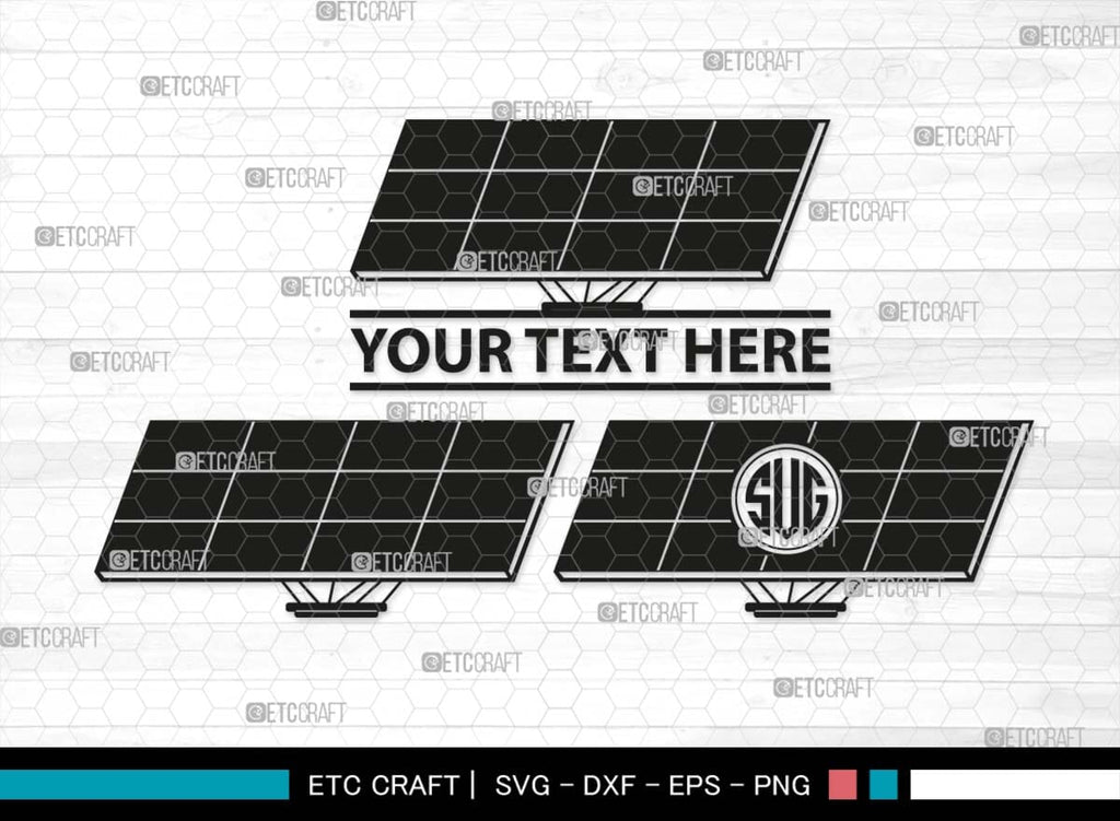 Solar Panel Monogram, Solar Panel Silhouette, Solar Panel SVG Bundle ...