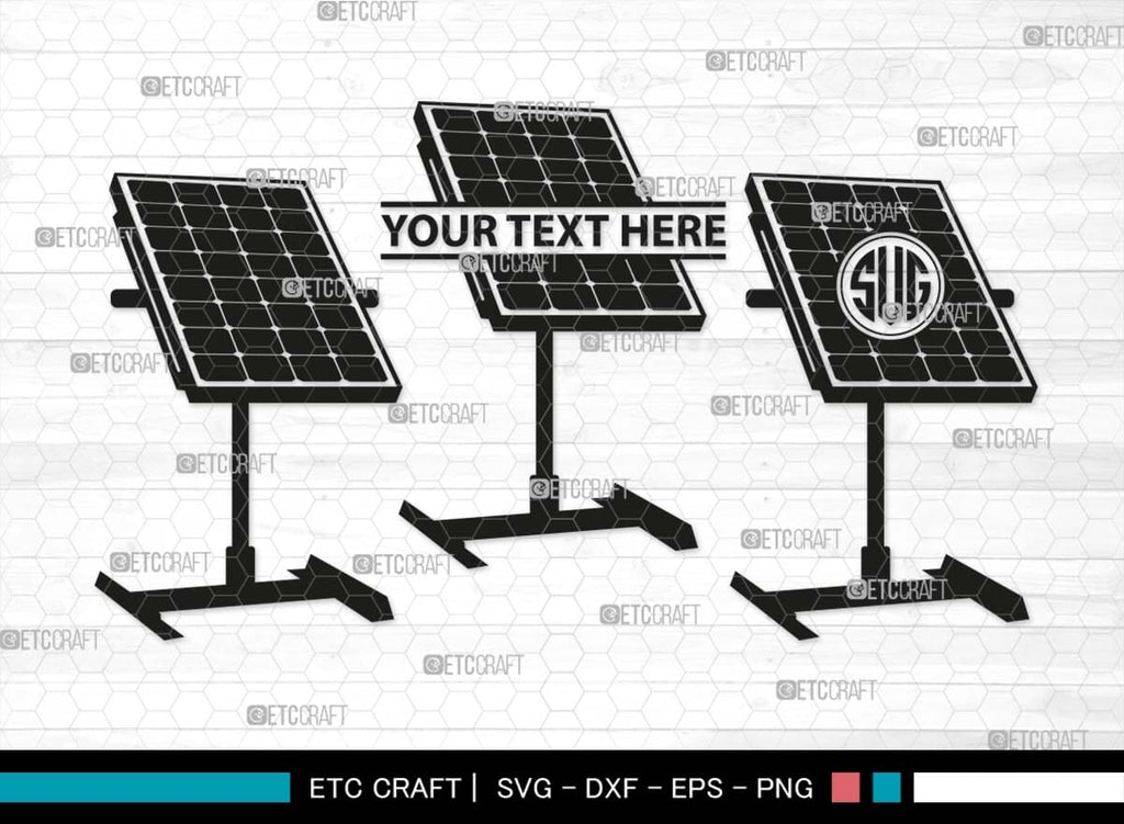 Solar Panel Monogram, Solar Panel Silhouette, Solar Panel SVG Bundle ...