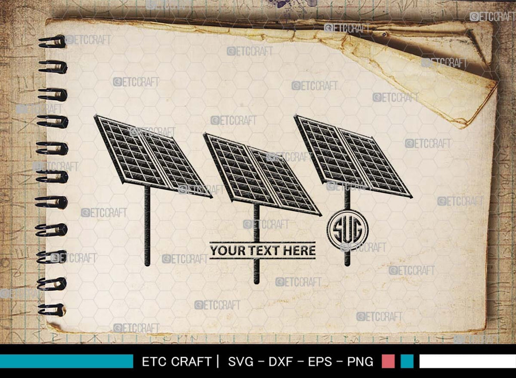 Solar Panel Monogram, Solar Panel Silhouette, Solar Panel SVG Bundle ...