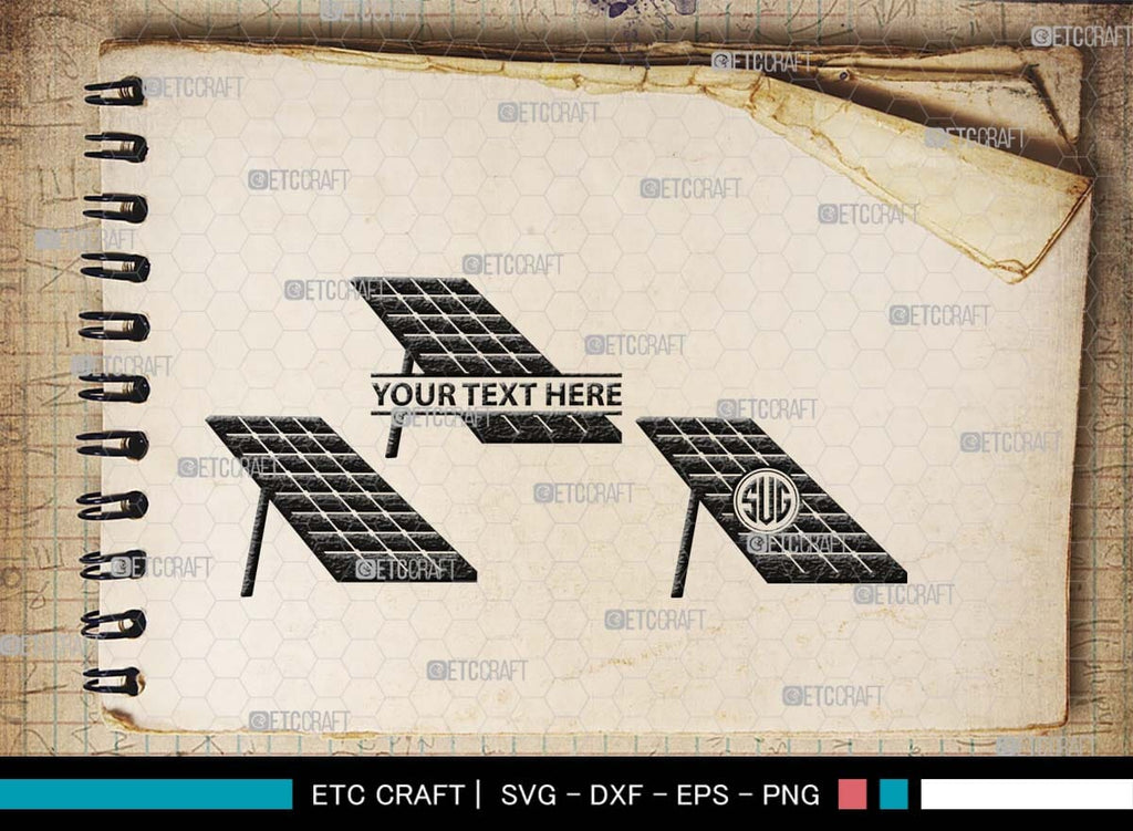 Solar Panel Monogram, Solar Panel Silhouette, Solar Panel SVG Bundle ...