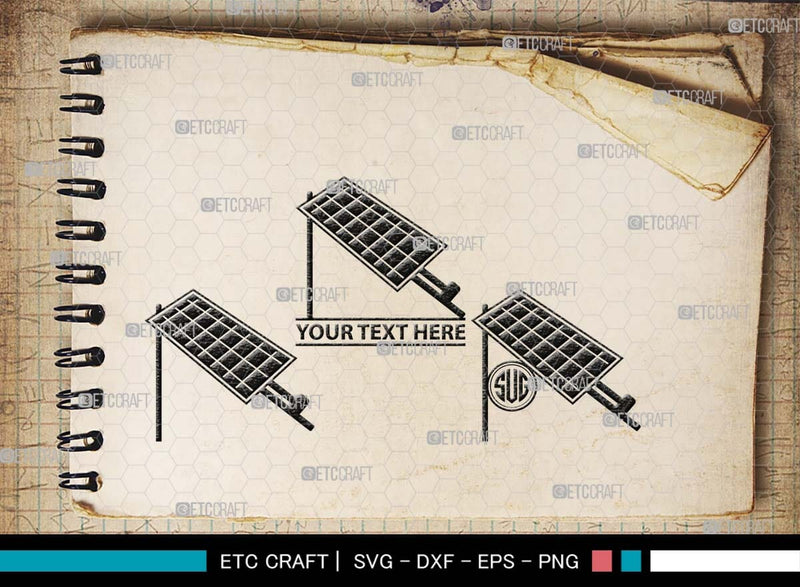 Solar Panel Monogram, Solar Panel Silhouette, Solar Panel SVG Bundle ...
