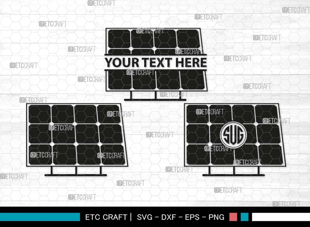 Solar Panel Monogram, Solar Panel Silhouette, Solar Panel SVG Bundle ...