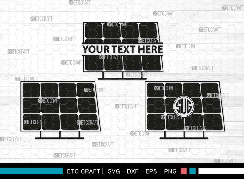 Solar Panel Monogram, Solar Panel Silhouette, Solar Panel SVG Bundle ...