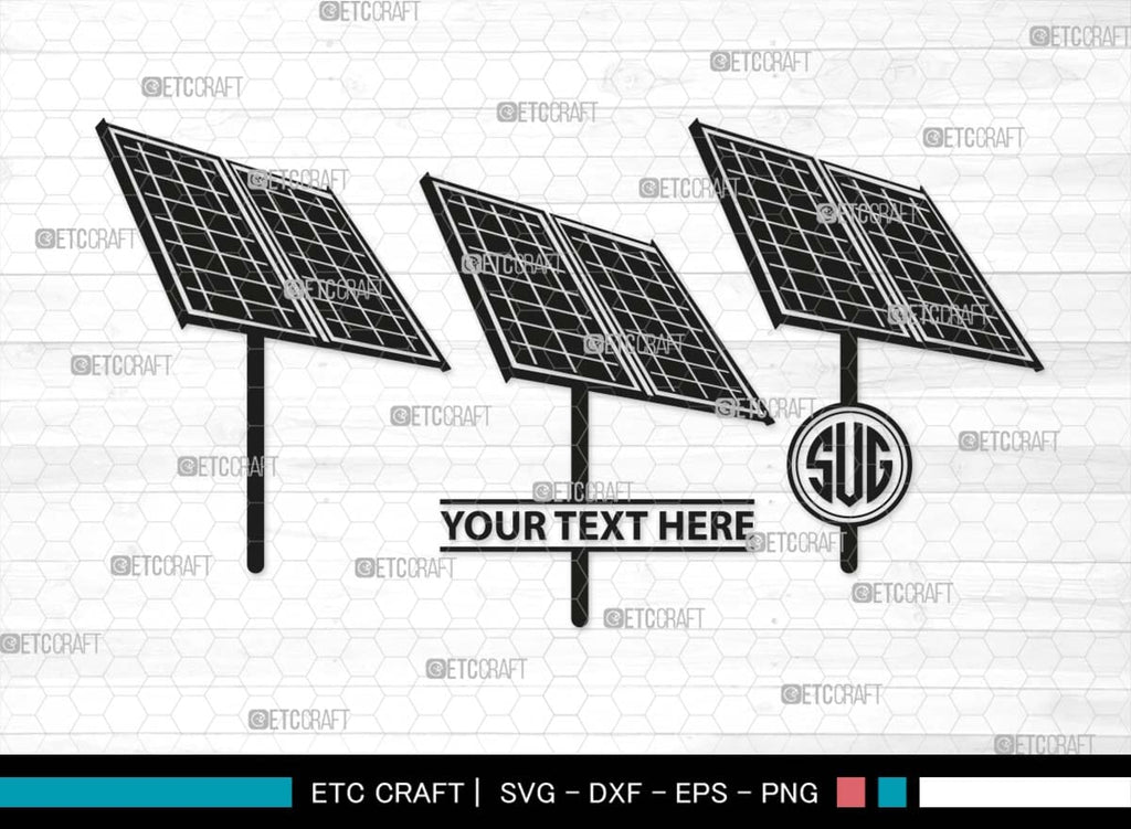 Solar Panel Monogram, Solar Panel Silhouette, Solar Panel SVG Bundle ...