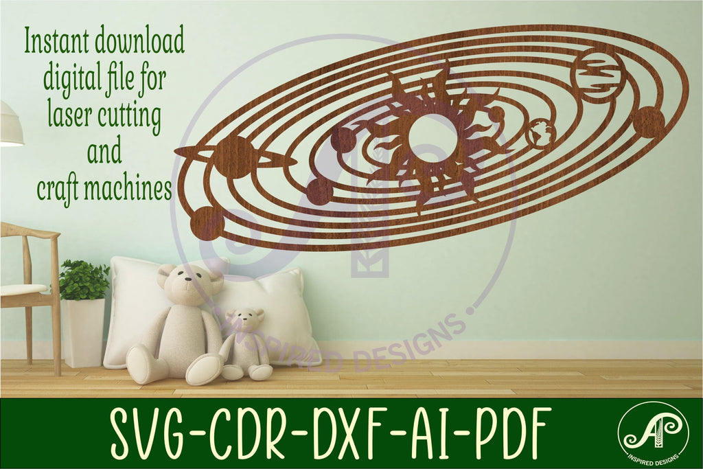 Solar system wall art sign, SVG file. vector space sign - So Fontsy