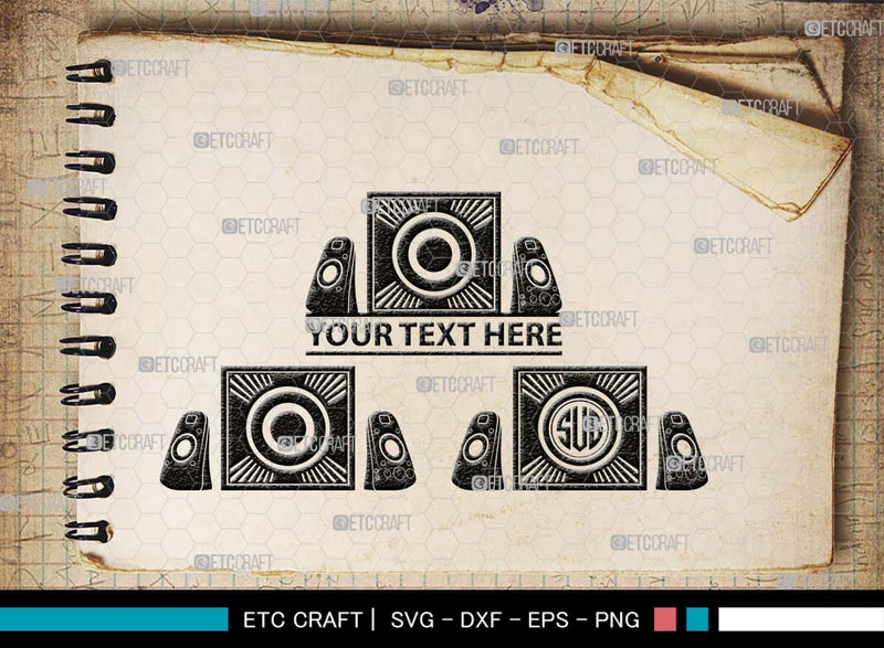 Sound Box Monogram, Sound Box Silhouette, Sound Box SVG, Speakers Svg ...