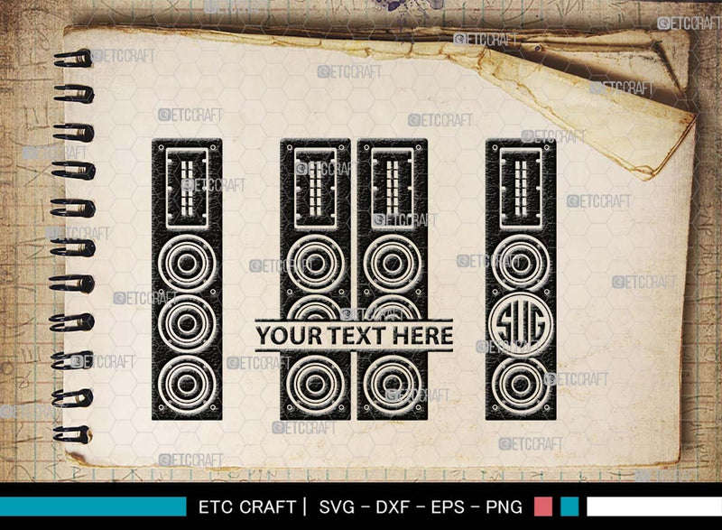 Sound Box Monogram, Sound Box Silhouette, Sound Box SVG, Speakers Svg ...