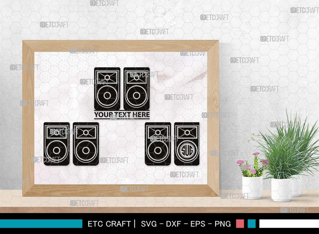 Sound Box Monogram, Sound Box Silhouette, Sound Box SVG, Speakers Svg ...