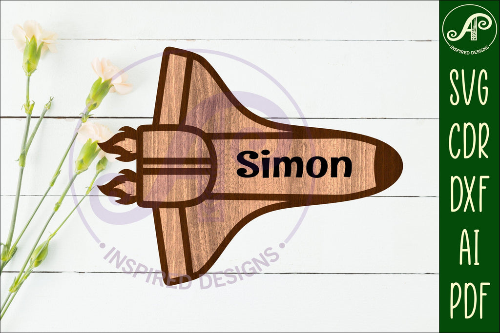 Space shuttle outline two layer name sign - So Fontsy