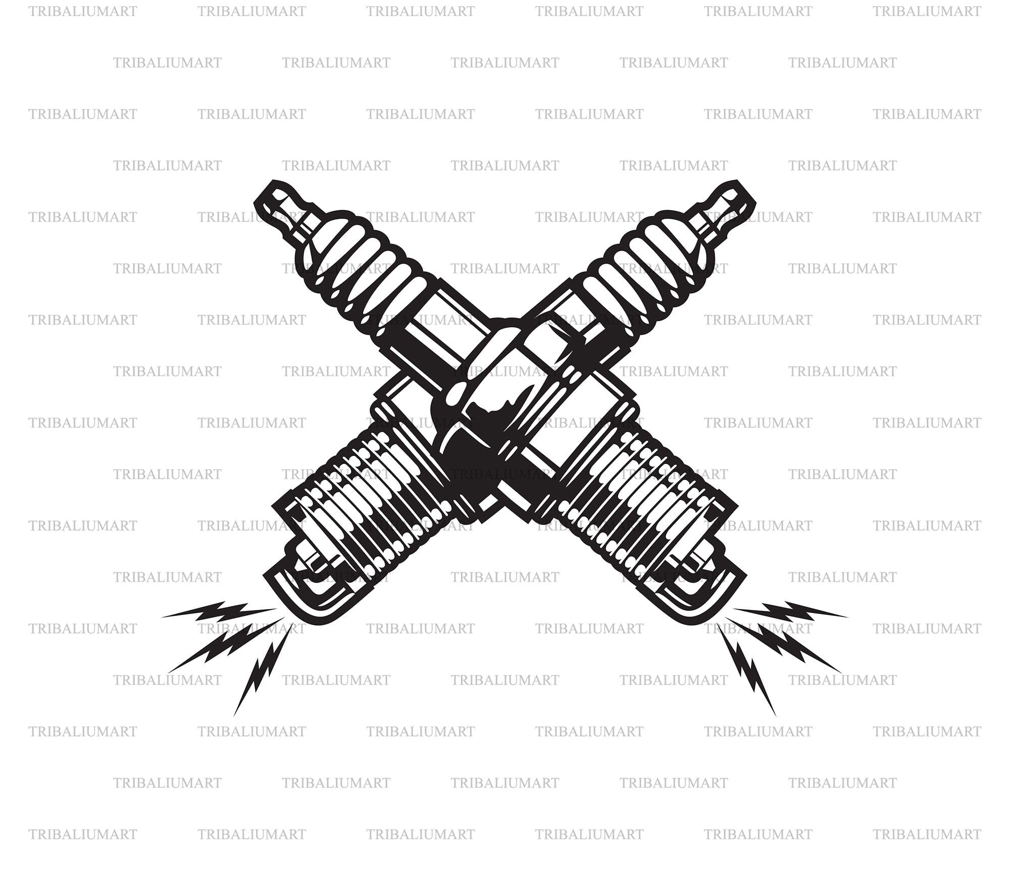 Spark Plugs Crossed. Cut files for Cricut. Clip Art silhouette (eps, svg, pdf, png, dxf, jpeg ...