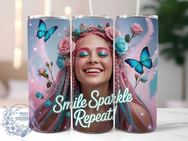 Sparkle Motivational Quote Tumbler Wrap, Motivational Cup Design, Smile ...