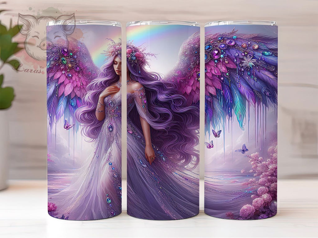 Sparkly Angel Purple Glitter Spiritual Tumbler Wrap, Purple Glitter PNG ...