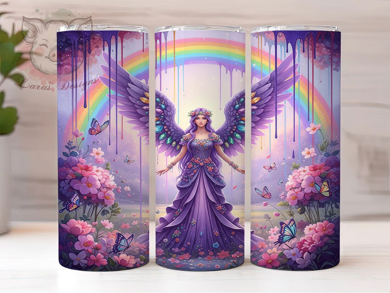 Sparkly Angel Purple Glitter Spiritual Tumbler Wrap, Purple Glitter PNG ...