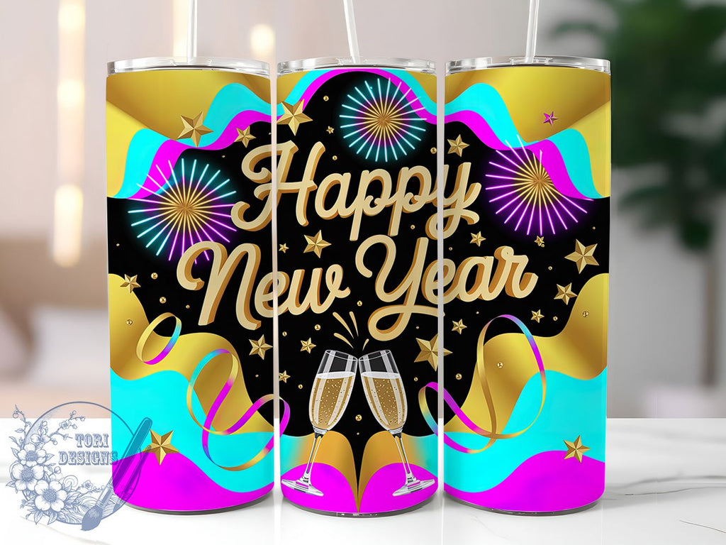 Sparkly Happy New Year 2026 Tumbler, Celebration Wrap, Festive Party ...