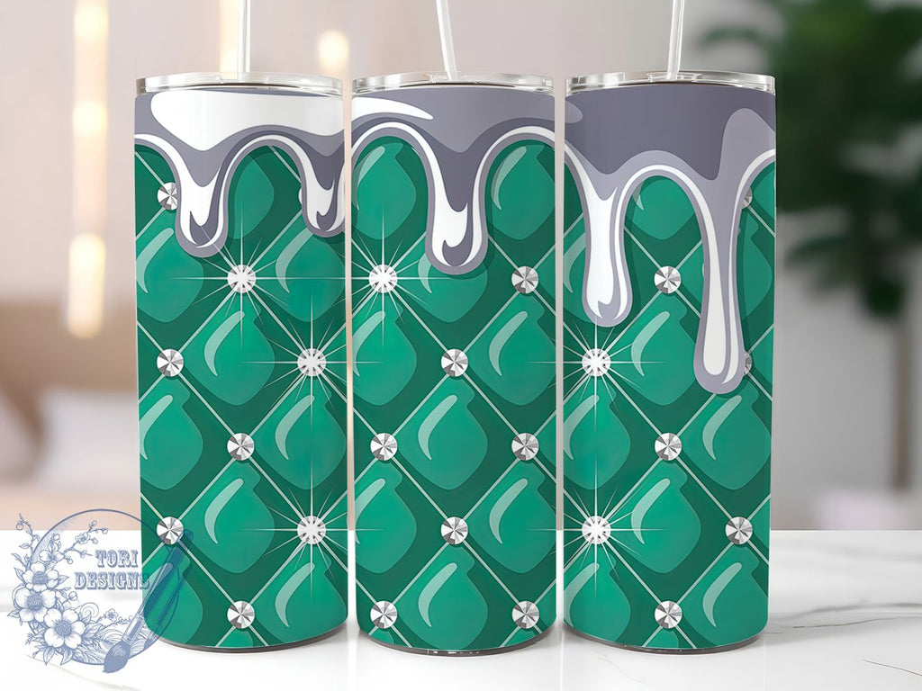 Sparkly Turquoise Diamond Drip Tumbler, Glam Drip Wrap, 20oz Tumbler ...