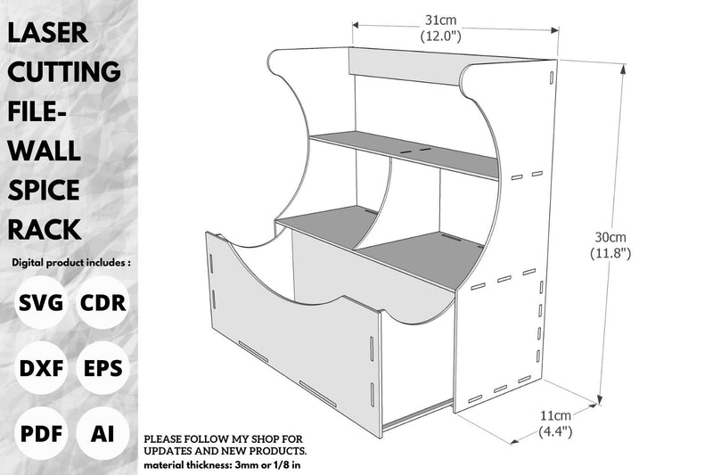 Spice Rack - Laser Cut File | svg paper cut | cricut | glowforge file ...